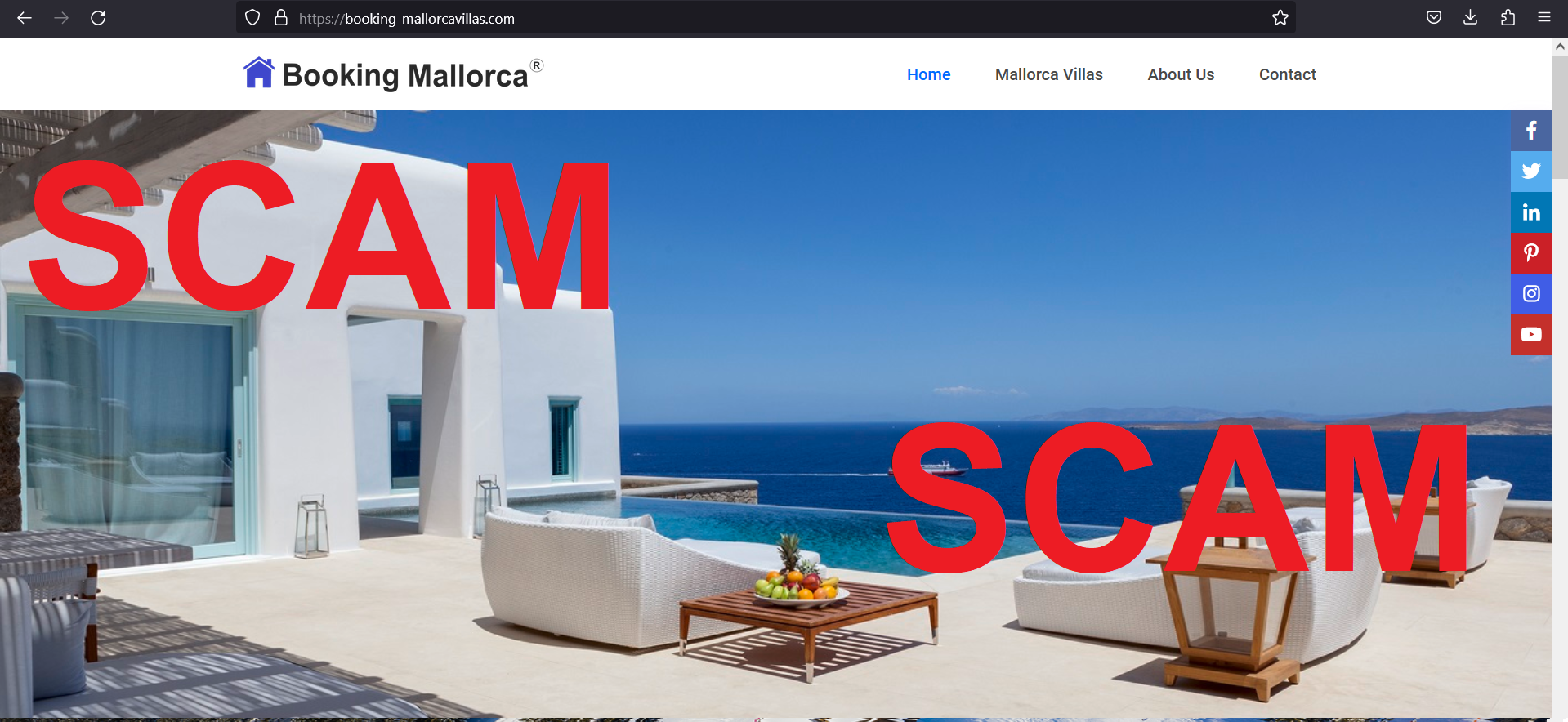 Review: SCAM booking-mallorcavillas.com. This is a Fraudulent